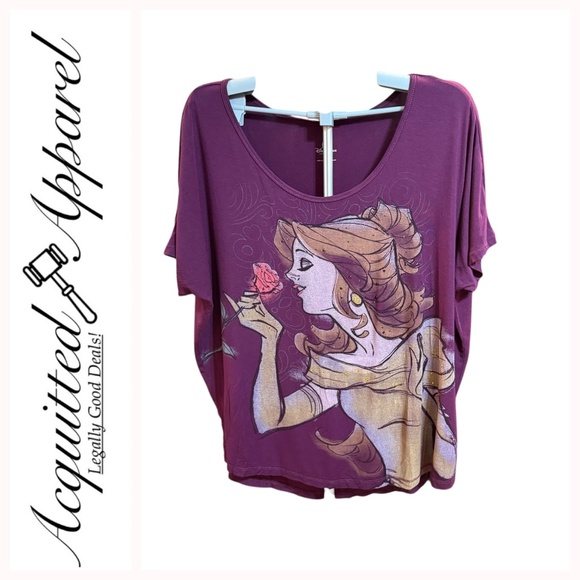 Disney | Tops | Disney Belle Of Beauty And The Beast Low Cutrhinestone ...